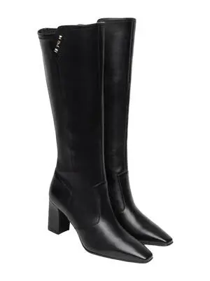 NEROGIARDINI Pointed Toe Stretch Knee High Boot - Black