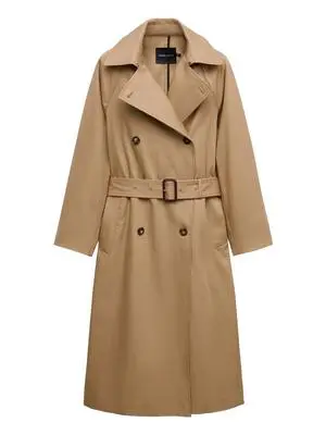 Mango Belted Double Breasted Trench Coat - Beige