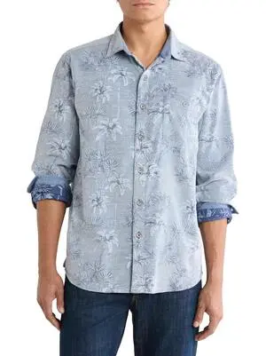 Tommy Bahama Coastline Cord Print Cotton Button-up Shirt - Dockside Blue