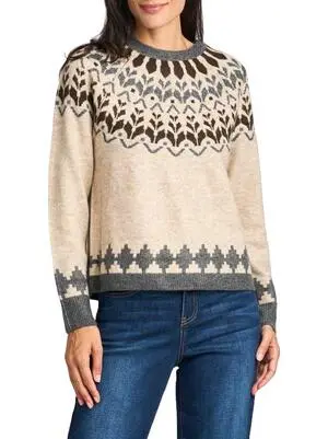Halogen Fair Isle Crewneck Sweater - Oatmeal
