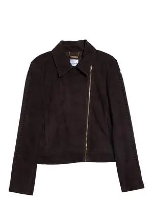 St. John Americana Suede Jacket - Chocolate