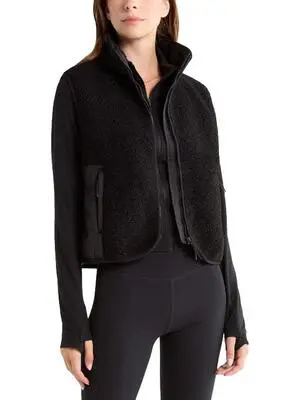 Zella Summit Faux Shearling Hybrid Vest - Black
