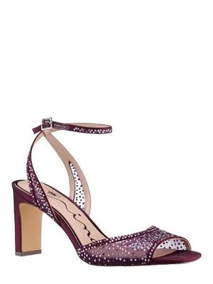 Nina Agnus Crystal Mesh Sandal - Bordeaux