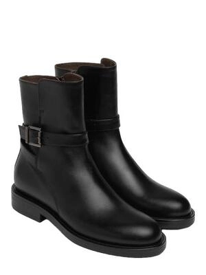 NEROGIARDINI Buckle Leather Bootie - Black