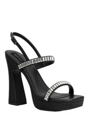 Philipp Plein Nappa High Heels Sandals Crystal Castons - Black