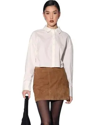 Walter Baker Sidney Suede Leather Skirt - Brown