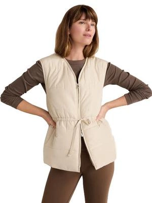 HAVEN WELL WITHIN Balance Woven Quilted Puffer Vest - Soft Oyster