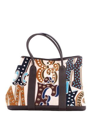Hermès Electrique Garden Party Tote Printed Toile And Leather 36 - Brown