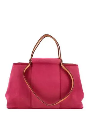 Hermès Cabag Elan Toile And Leather 39 Pink