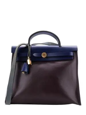 Hermès Herbag Zip Berline Vache Canvas And Leather 31 - Red