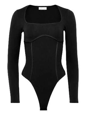 FLEUR DU MAL Scoop Neck Long Sleeve Bodysuit - Black