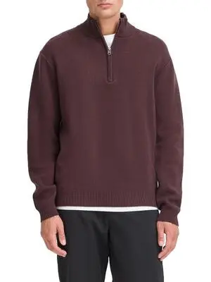 !SOLID Dryker Quarter Zip Cotton Sweater - Fudge