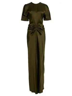 Victoria Beckham Isabella Short Sleeve Column Gown - Marsh Green