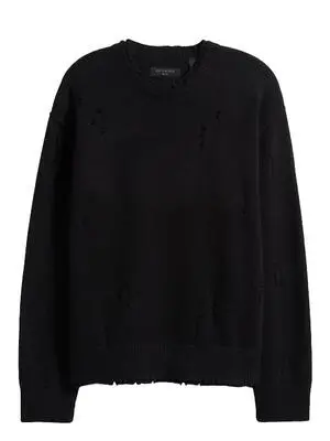 ALLSAINTS Wolf Crewneck Distressed Sweater - Black