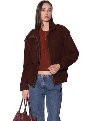 Walter Baker Astrid Jacket Suede Leather - Brown