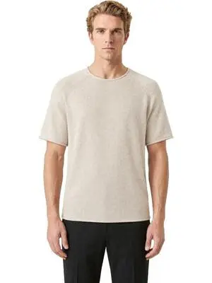 MODENAIRE Short Sleeve Raglan Knit Sweater - Beige