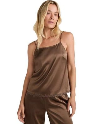 HAVEN WELL WITHIN Washable Silk Lace Cami - Deep Mocha
