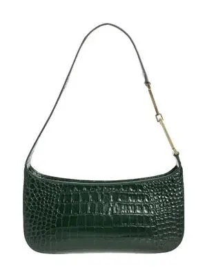 TOM FORD Small Arc Croc Embossed Leather Shoulder Bag Dark Pine