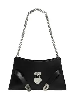 Alexander McQueen Mini Locke Leather Shoulder Bag - Black/silver