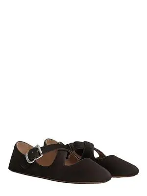 Alaïa Criss Cross Ballet Flat In Blue - Chocolate