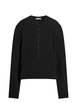 DANIEL SIMMONS Long Button Henley - Black