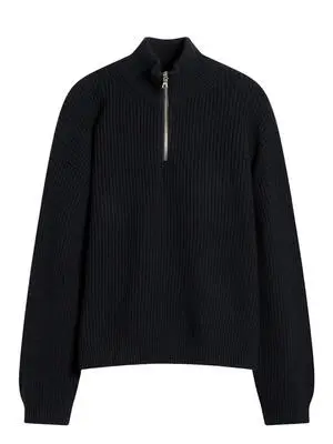 DANIEL SIMMONS Merino Knit Q-zip Jumper - Black