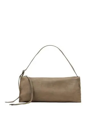 ALLSAINTS Siloh Pinked-edge Leather Shoulder Bag - Grey