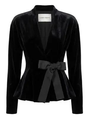 Alberta Ferretti Bow Embellished Velvet Jacket - Black