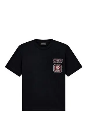 Emporio Armani Short-sleeve Crew-neck T-shirt With Badge Appliqu - Black