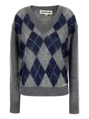 SHUSHU/TONG SHUSHU/TONG Argyle V-Neck Knitted Sweater