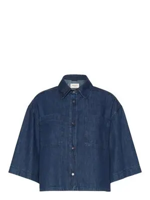 Max Mara Weekend Max Mara Zannata Short-Sleeved Denim Shirt Blue