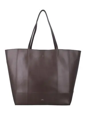 TOTEME Toteme Roam Oversized North-South Leather Tote Bag With Folded Detail And Card Slot Marrone