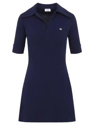 Celine Polo Mini Dress In 100% Cotton - Blue