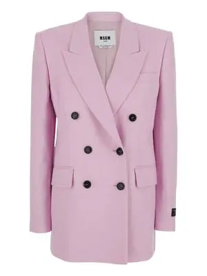 MSGM Double-breasted Tailored Blazer - Pink