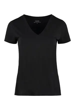 Vince Vince V-Neck Cotton T-Shirt Black