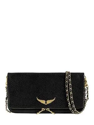 Zadig&Voltaire Rock Soft Wild Embossed Leather Clutch - Black
