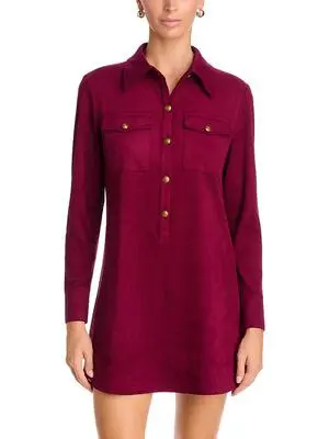 Ramy Brook Maria Collared Button Front Shirt Dress - Cranberry