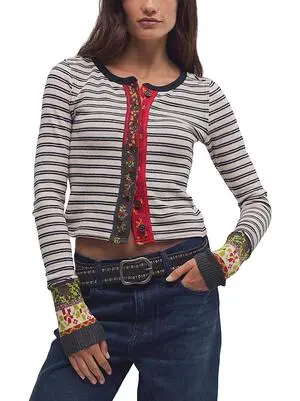 Free People Noa Stretch Cotton Cardigan - Tea Combo