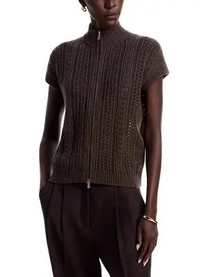 ELEVENTY Double Zipper Mock Neck Cashmere Sweater