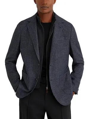 REISS Kyle Tailored Fit Check Blazer - Navy