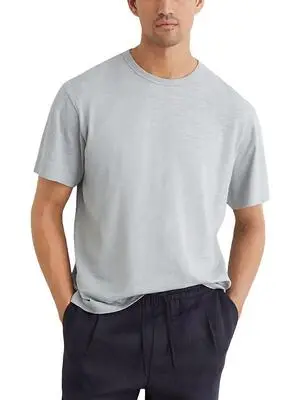 REISS Huxley Relaxed Slub Crewneck Tee - Light Blue