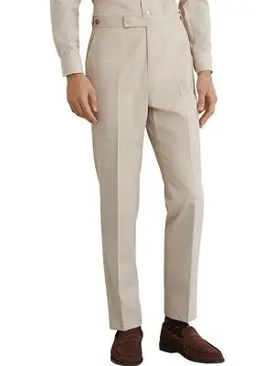 REISS Vita Wool Blend Classic Fit Suit Trousers - Oatmeal