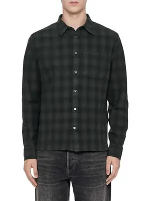 ALLSAINTS Bower Cotton Relaxed Check Shirt - Anthracite