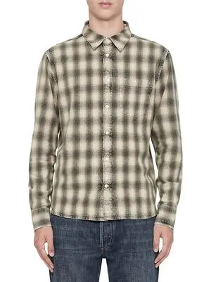 ALLSAINTS Bower Cotton Relaxed Check Shirt - Cloud Grey
