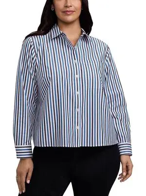 Foxcroft Jodie Cotton Poplin Shirt - Indigo Multi