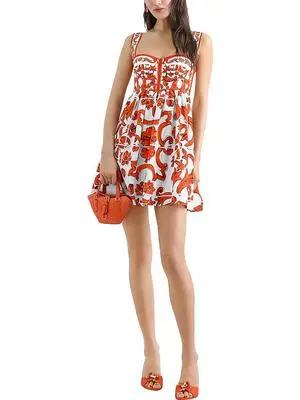 Dolce & Gabbana Majolica Print Short Poplin Dress - White Print