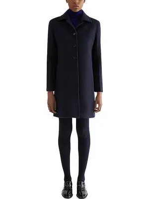 JIL SANDER Tailored Felt Wool Coat - Midnight