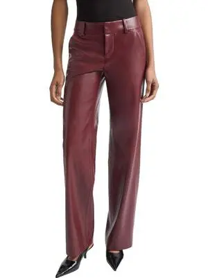 Alice + Olivia Alexander Faux Leather Wide Leg Pants - Garnet