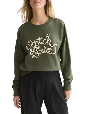 Scotch & Soda Ribbon Embroidery Loose Fit Sweatshirt - Thyme