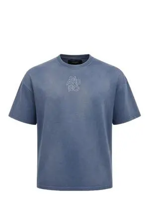 MACEOO Marthyr Cotton Blend Graphic T-shirt - Blue